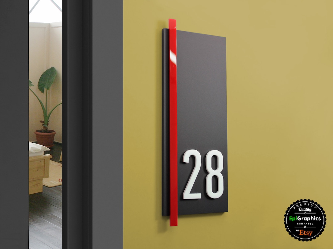 Modern Acrylic Room Number Sign: Hotel Apartment Door Signage - Etsy