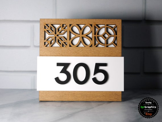 Room Number Sign Made of Wood & Acrylic for Hotel Signage | Etsy
