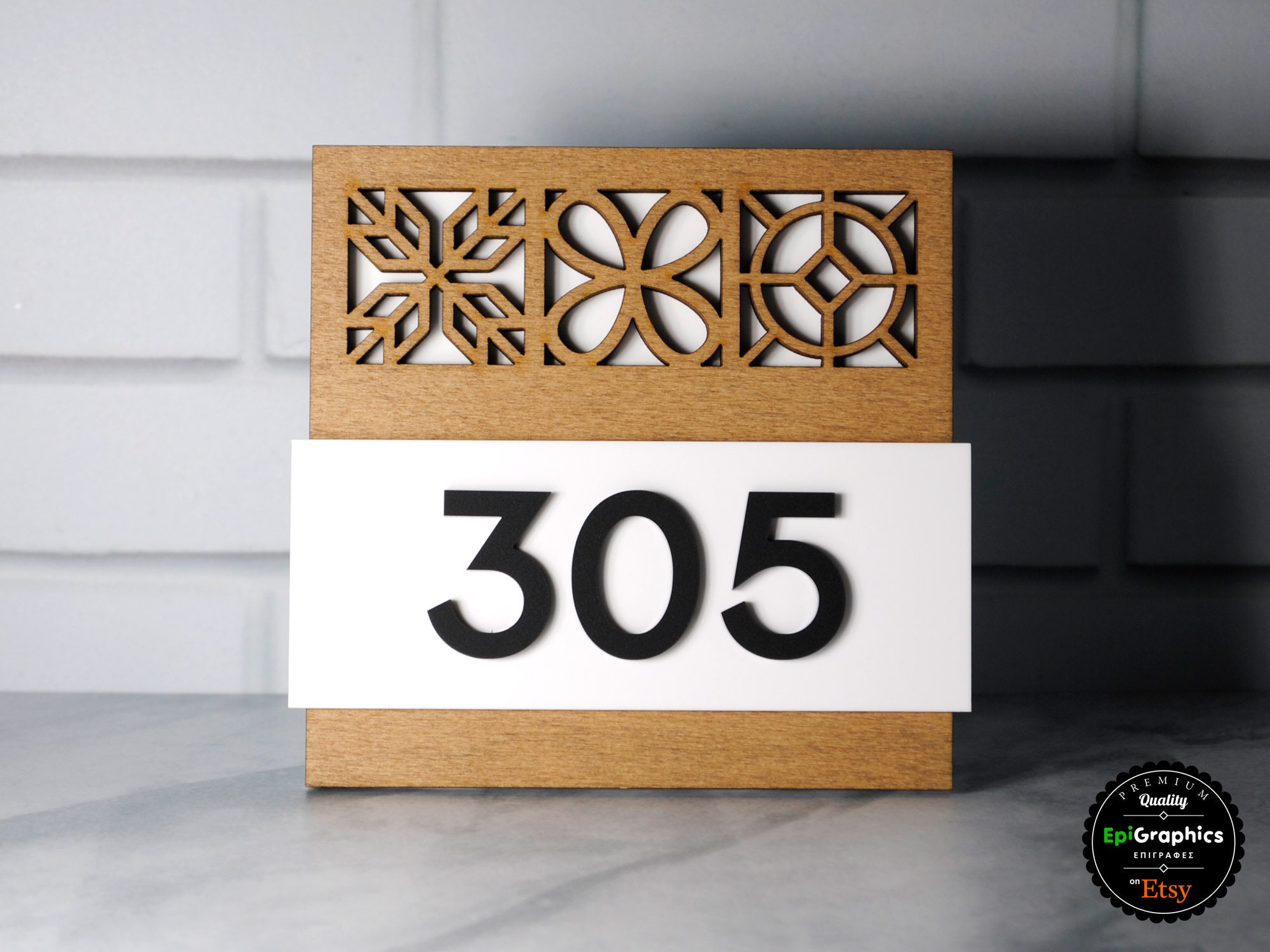 Room Number Sign made of wood & acrylic for hotel signage | Etsy