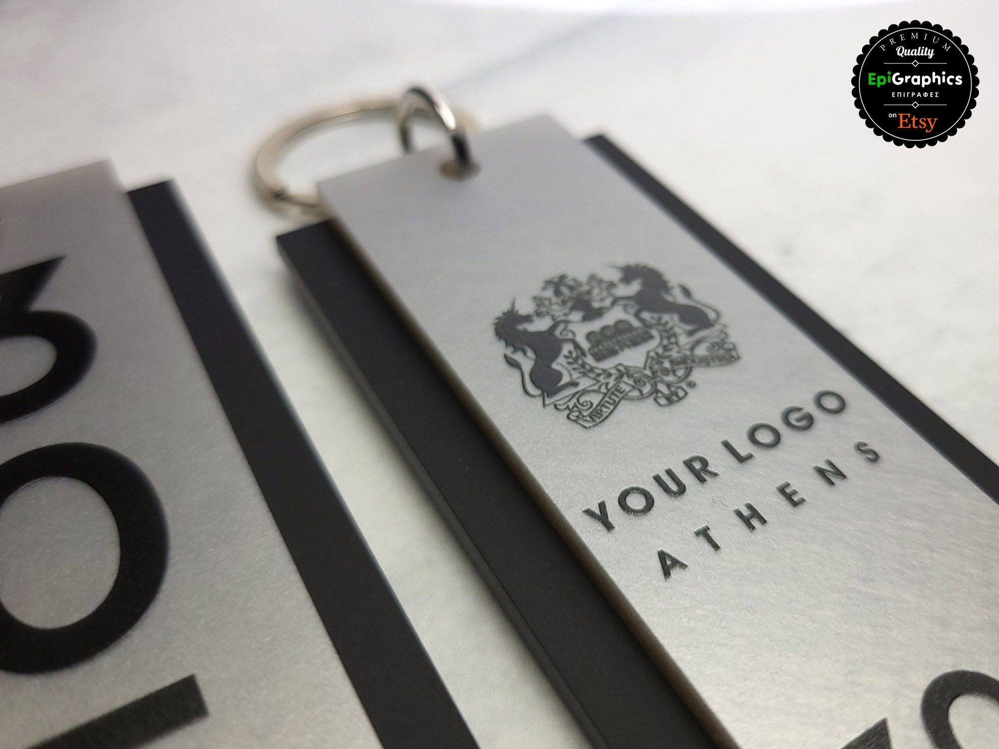 Personalized Modern Keychain for Hotels, Key Tag With Your Logo and ...