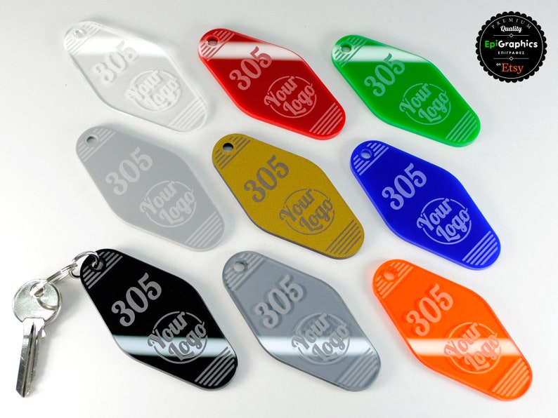 Personalized Hotel Key Tag, Keychain With Your Logo and Room Number - Etsy