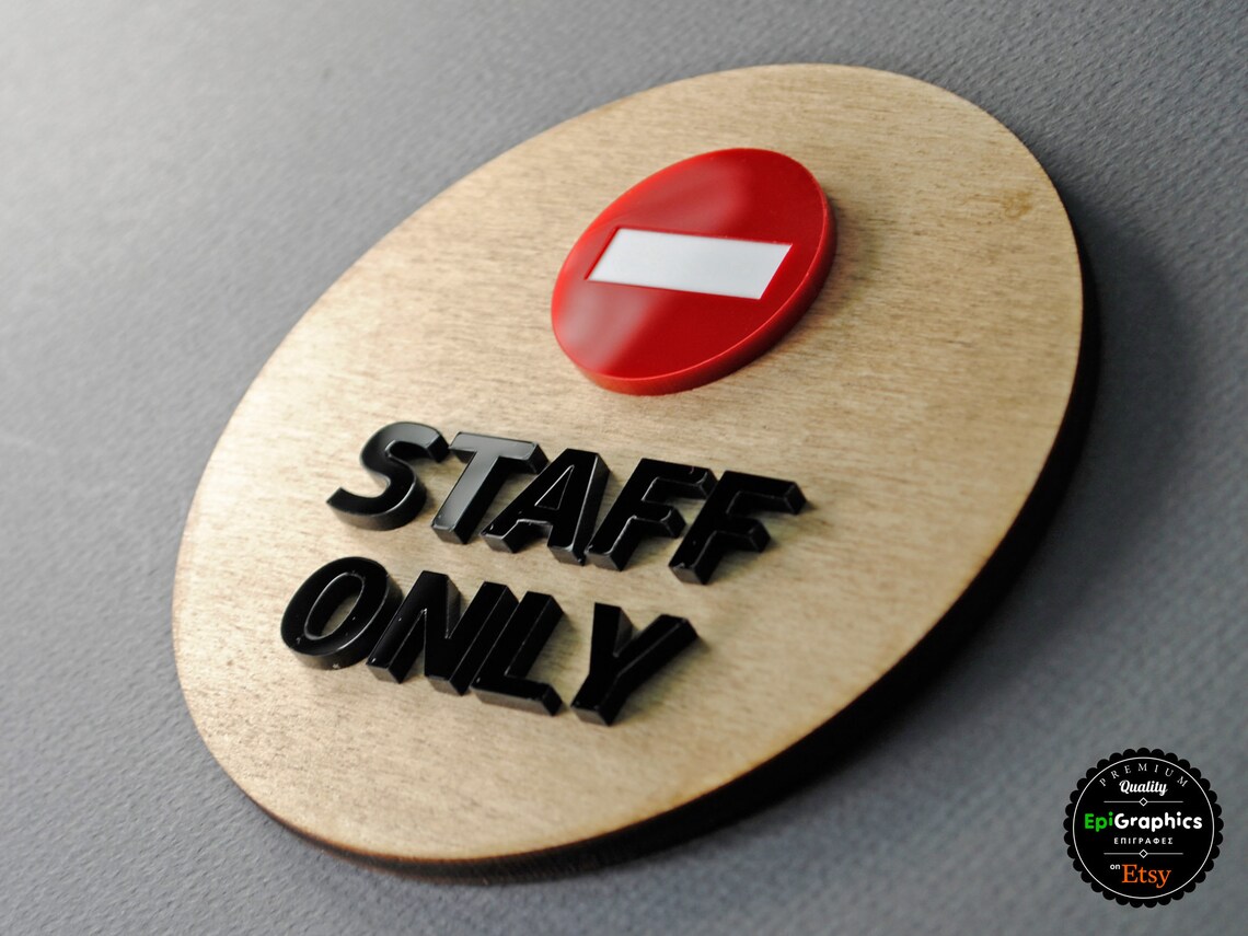 Wooden staff Only Sign round Shape With Acrylic | Etsy