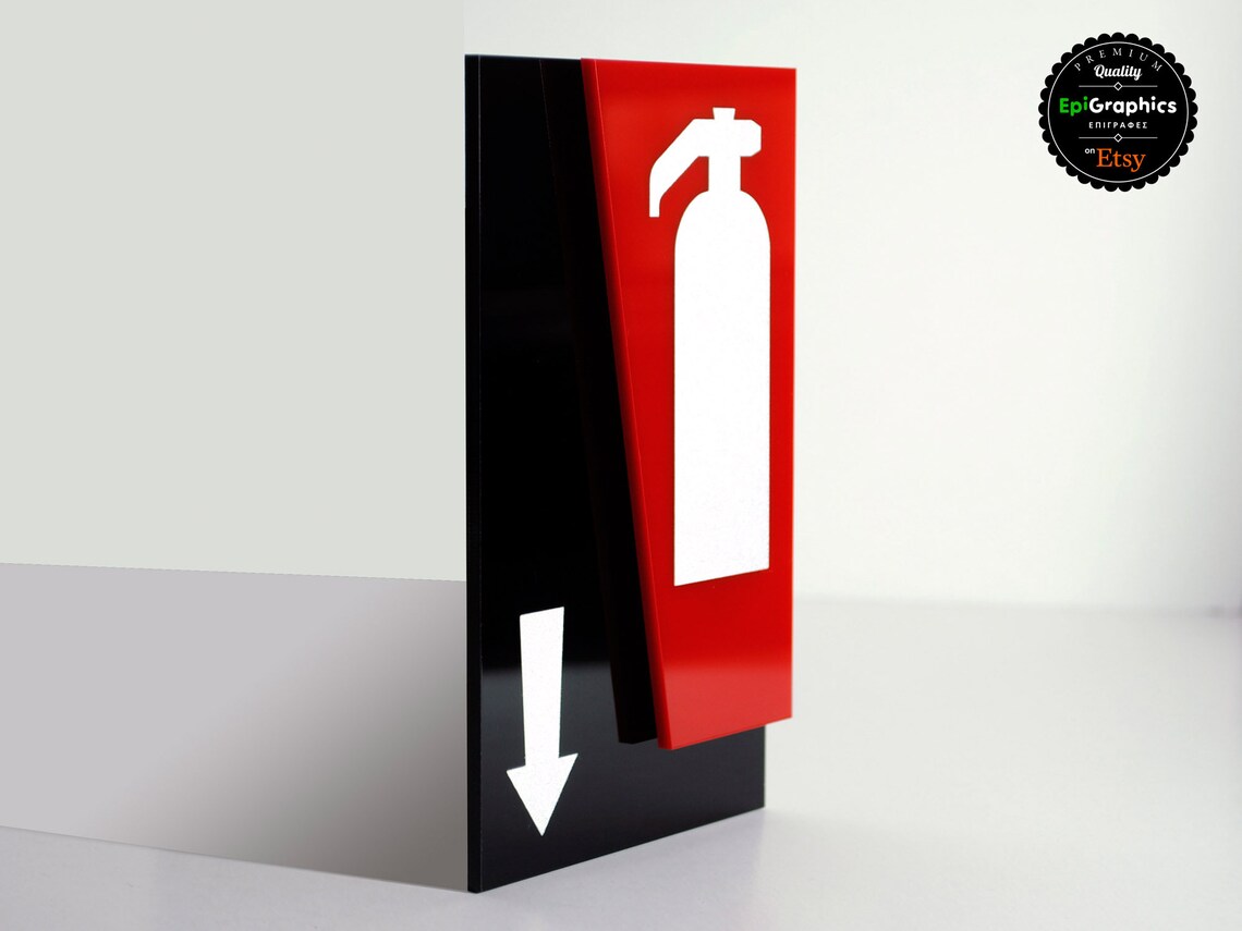 Fire Extinguisher Acrylic Safety Sign With Reflective Symbol. - Etsy
