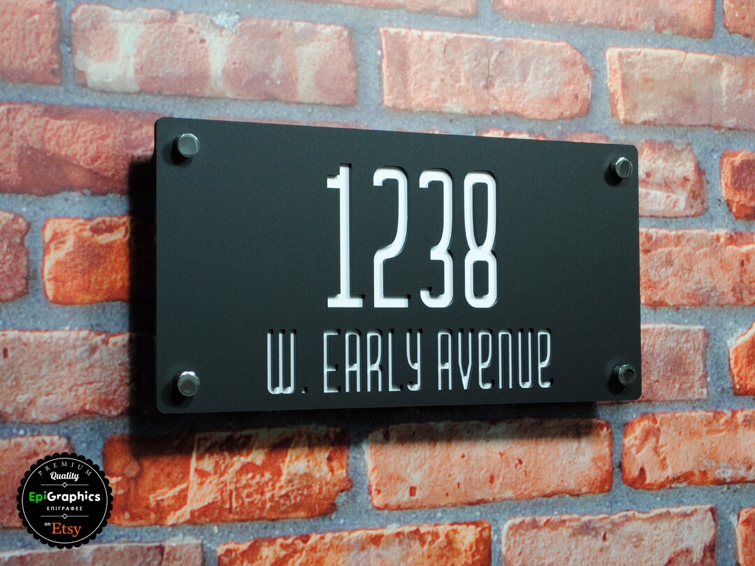 Modern Acrylic Address Sign: Two-layer Number Plaque - Etsy