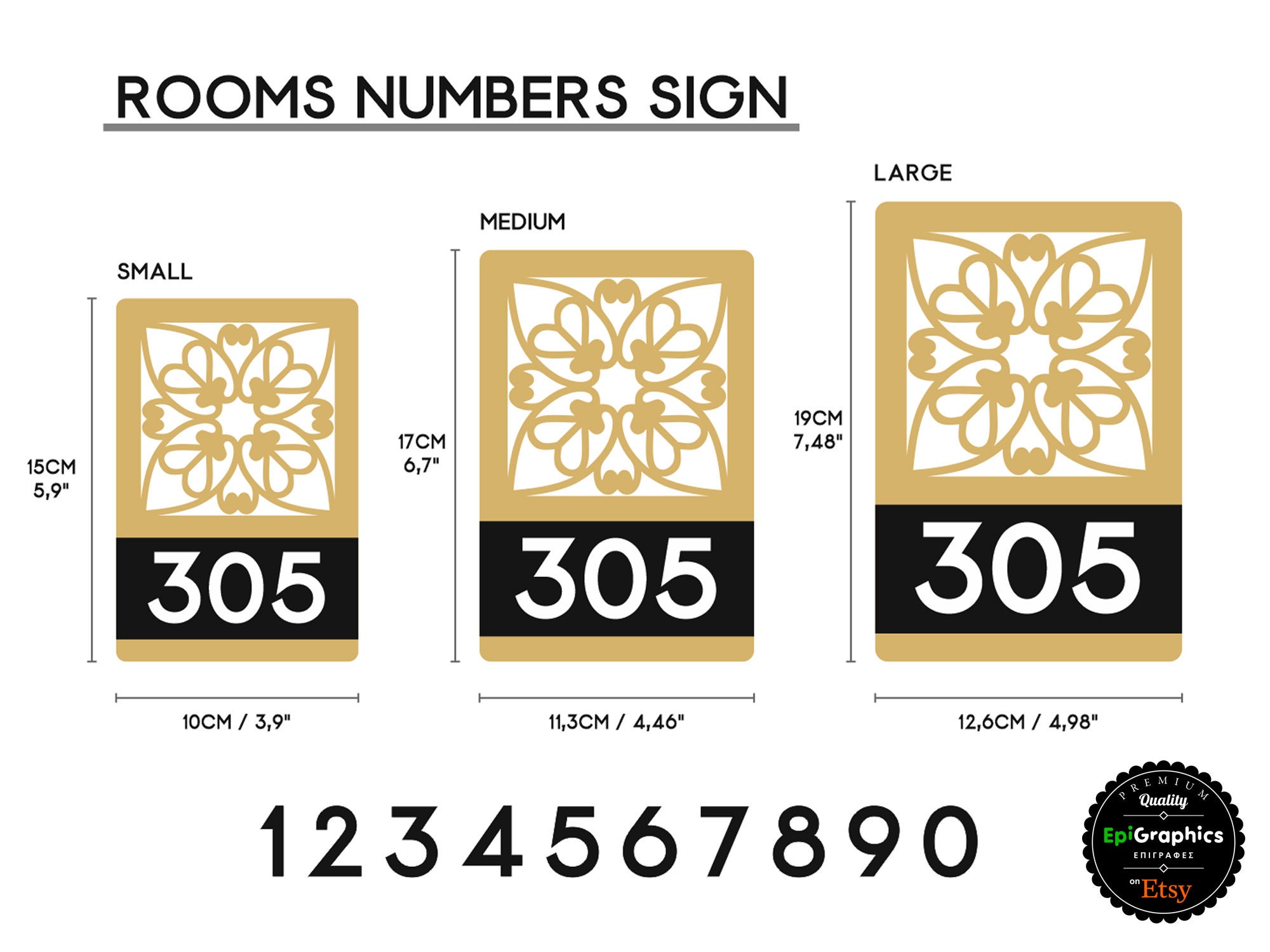 Room Number Sign Made of Wood and Acrylic for Hotel Signage, Apartment ...