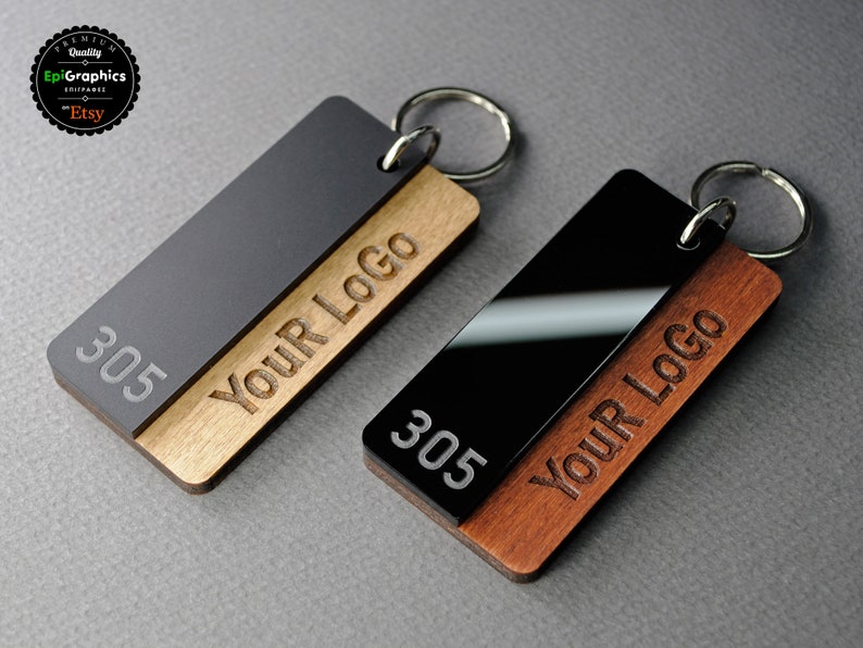 Personalized Modern Keychain for Hotels, Key Tag With Your Logo and ...