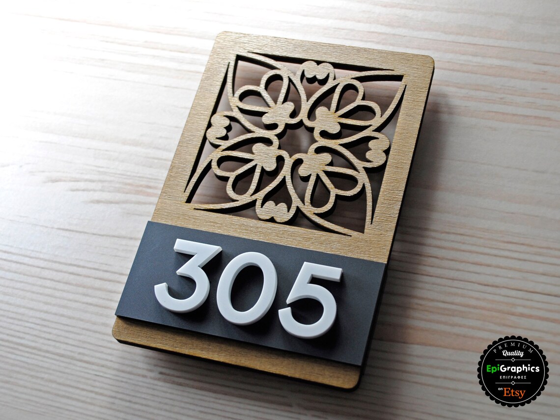 Room Number Sign Made of Wood and Acrylic for Hotel Signage - Etsy