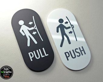Restroom Door Signs 4x4 Square Directional Door Signage Push Pull ...