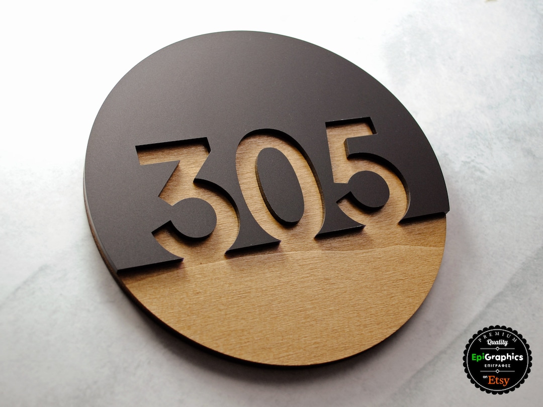 Wood & Acrylic Round Room Number Sign: Hotel Door Signage - Etsy UK