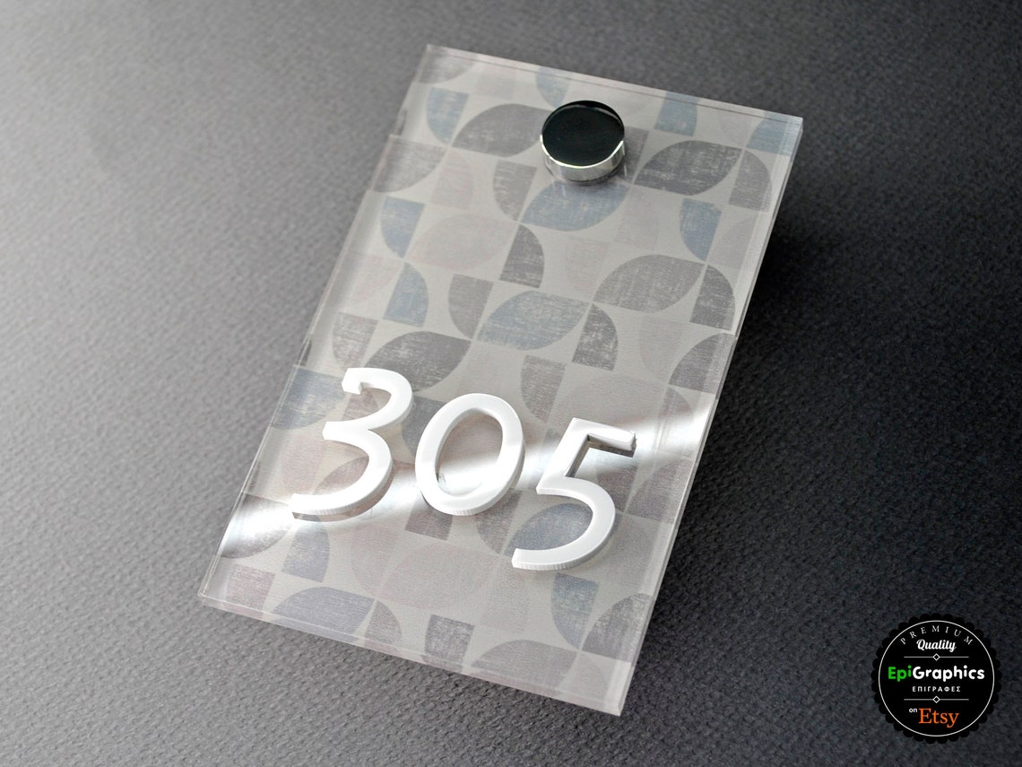 Art Deco Acrylic Room Number Sign Apartment Door Sign Hotel | Etsy