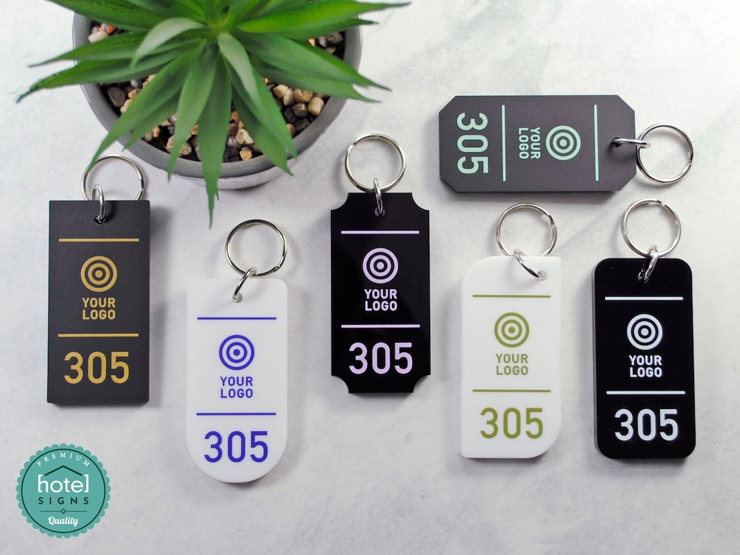 Custom Acrylic Hotel Room Keychains | UV Printed | Nickel Ring ...