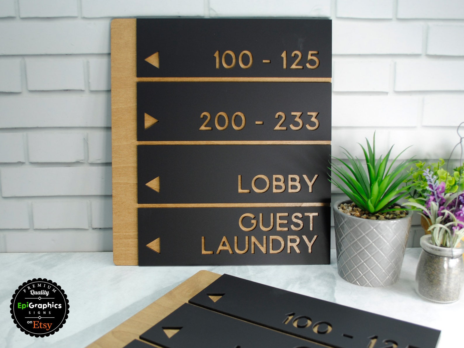 Modern Wood & Acrylic Room Number Sign - Hotel Door Signage - Etsy