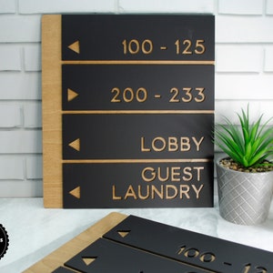 Modern Wood & Acrylic Room Number Sign - Hotel Door Signage - Etsy