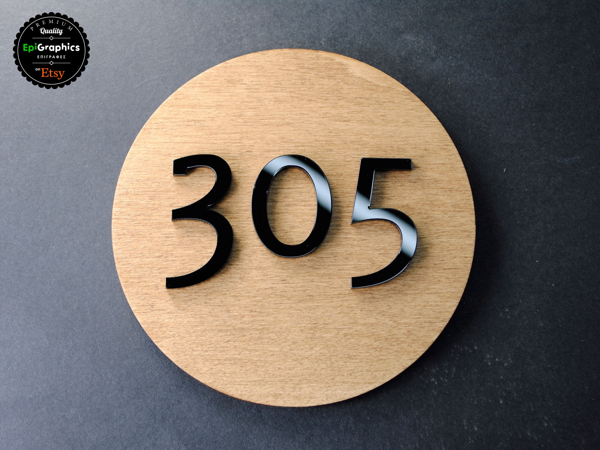 Wood Room Number Sign: Round Acrylic Hotel Door Sign - Etsy