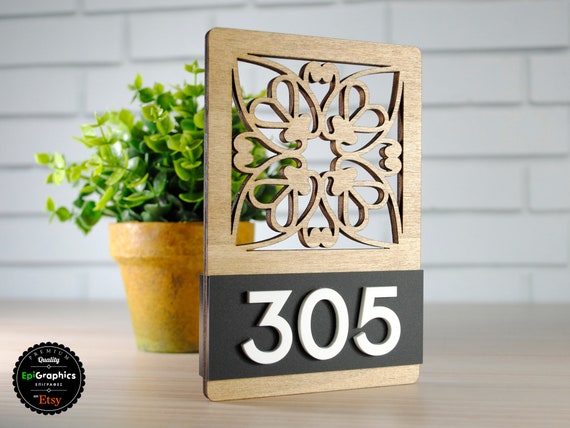 Room Number Sign Made of Wood and Acrylic for Hotel Signage - Etsy