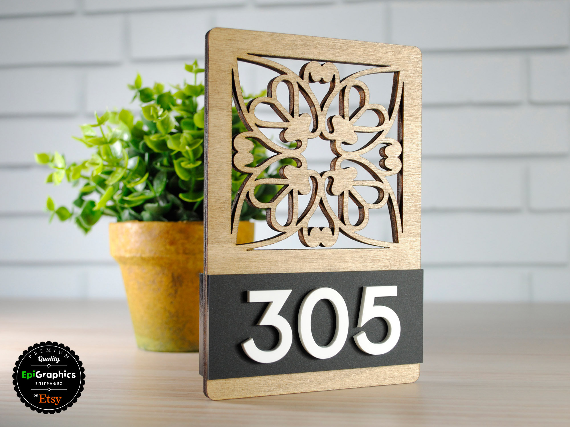 Room Number Sign made of wood and acrylic for hotel signage | Etsy