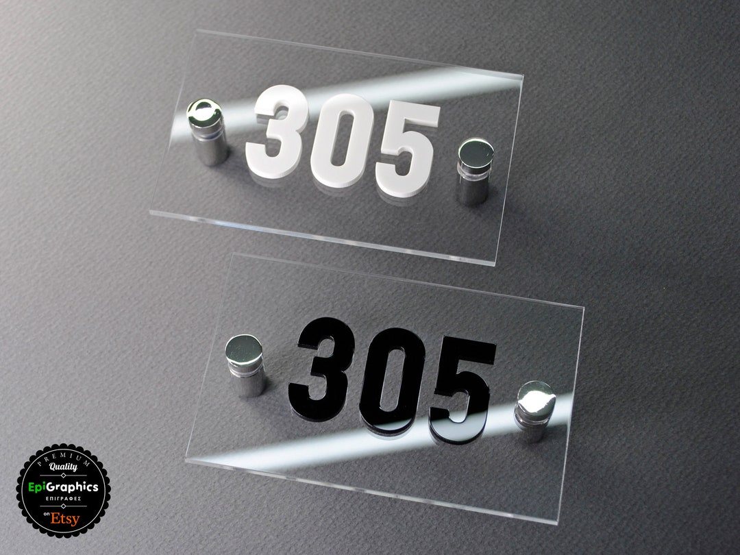 Acrylic Sign With Wall Spacers for Hotel Signage, Room Number Sign ...