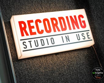 Recording Studio in Use Lightbox Sign, Retro Style Music Studio Signage ...