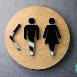 Round Shape Wooden Toilete / Restroom Sign for Hotel, Restaurant and ...