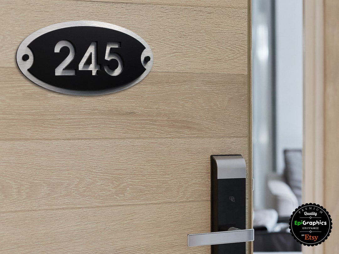 Oval Shape Brushed Aluminum Sign for Hotel Signage / Room Number Sign ...