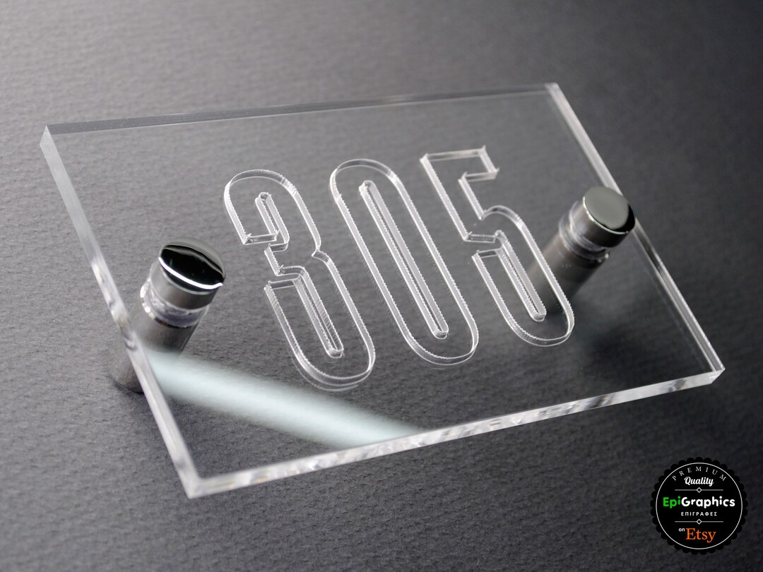 Acrylic Sign With Wall Spacers for Hotel Signage, Room Number Sign ...