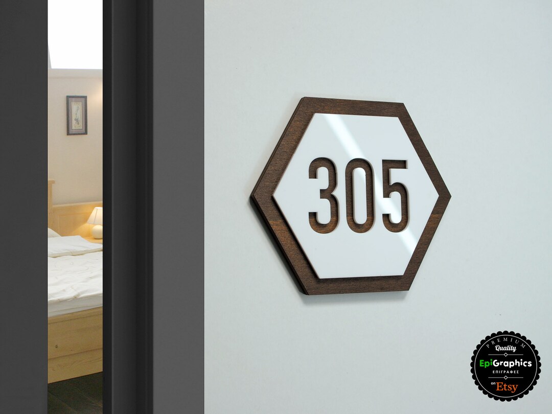 Hexagon Shaped Sign for Hotel Signage / Room Number Sign / Apartment ...