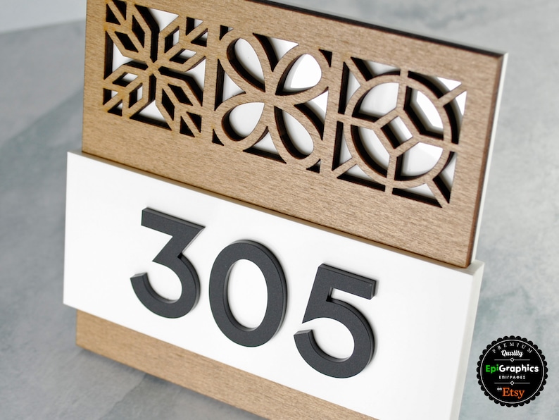 Room Number Sign Made of Wood & Acrylic for Hotel Signage | Etsy