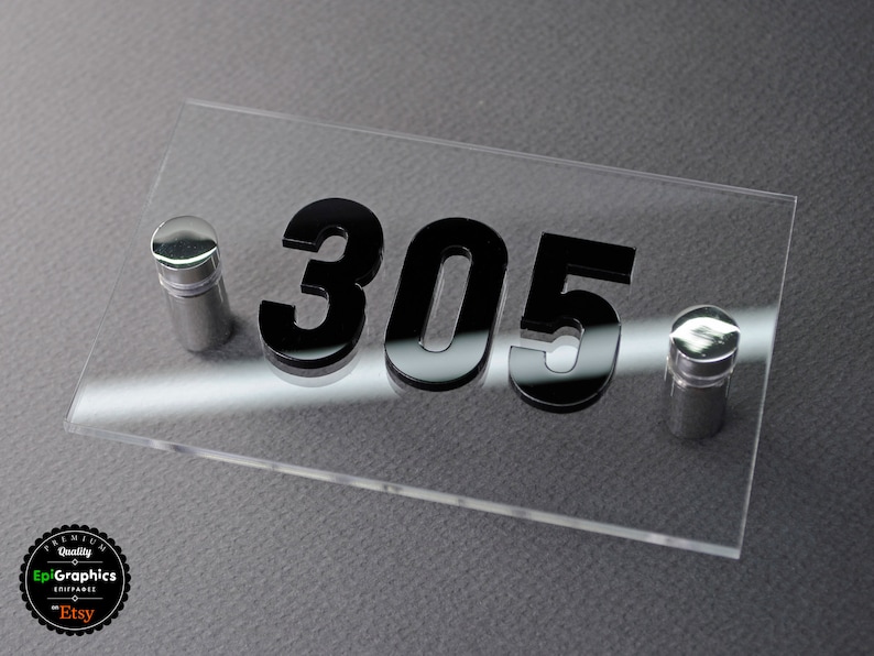 Acrylic Sign with wall spacers for Hotel Signage Room Number | Etsy