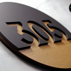 Wood & Acrylic Round Room Number Sign: Hotel Door Signage - Etsy