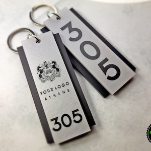 Personalized Modern Keychain for Hotels, Key Tag With Your Logo and ...