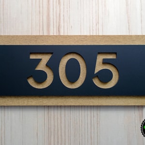 Modern Wood & Acrylic Room Number Sign - Hotel Apartment Door Signage ...