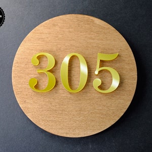 Wood Room Number Sign: Round Acrylic Hotel Door Sign - Etsy