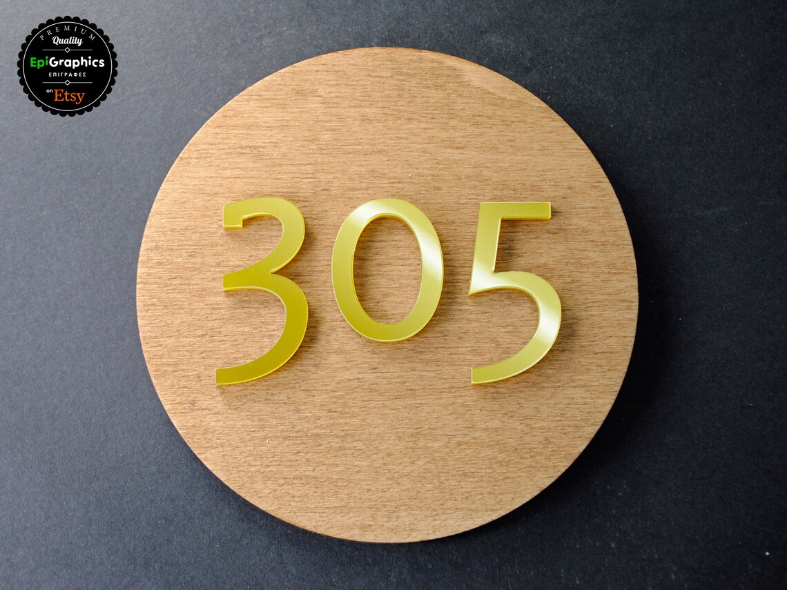Wood Room Number Sign: Round Acrylic Hotel Door Sign - Etsy