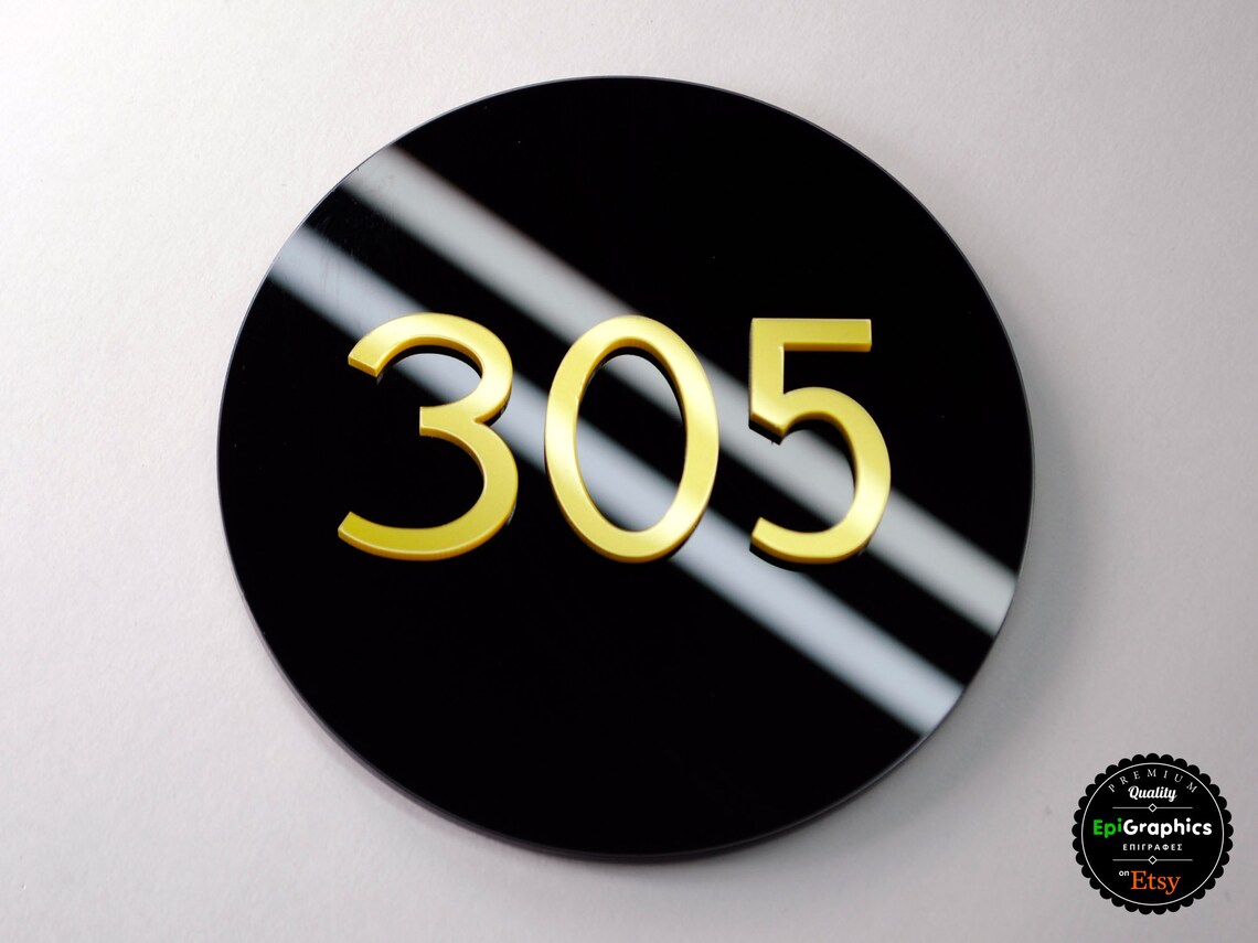 Modern Acrylic Round Room Number Sign: Hotel Door Signage - Etsy