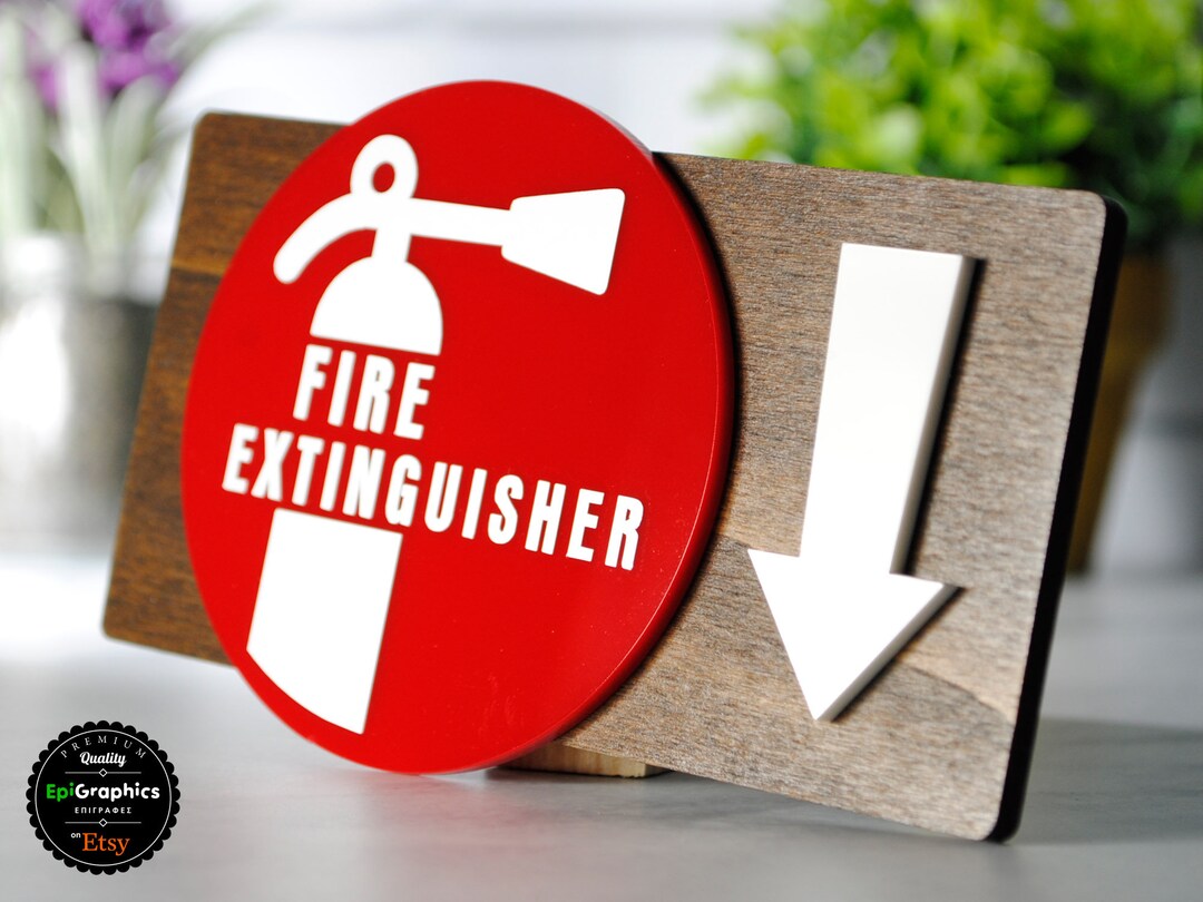Fire Extinguisher Wooden & Acrylic Sign, Acrylic Fire Sign, Safety Sign ...
