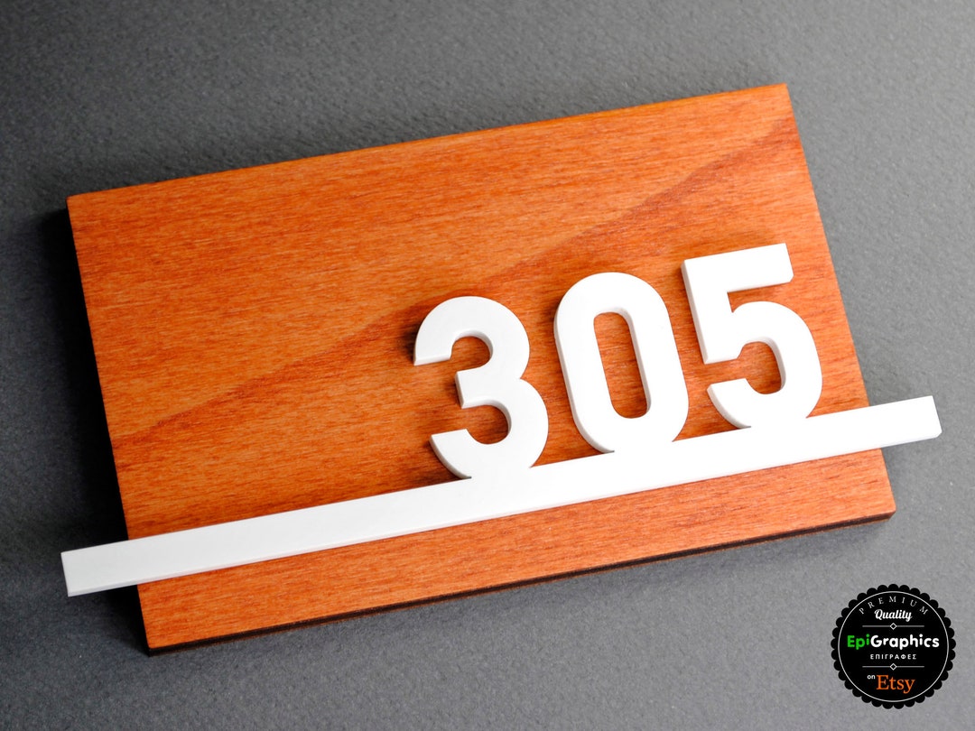Wooden Sign With Acrylic Numbers for Hotel Signage / Room Number Sign ...
