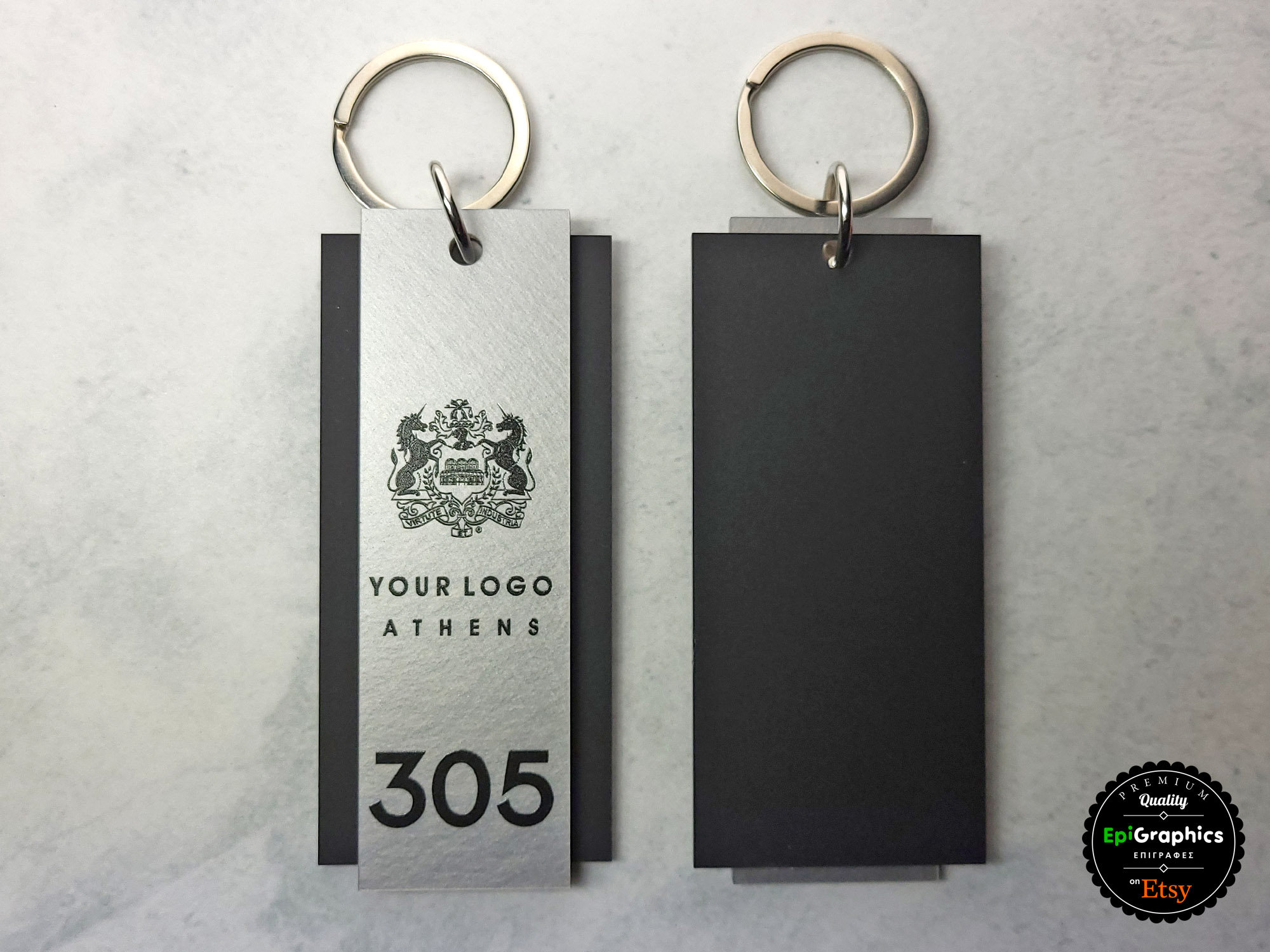 Personalized Modern Keychain for Hotels, Key Tag With Your Logo and ...