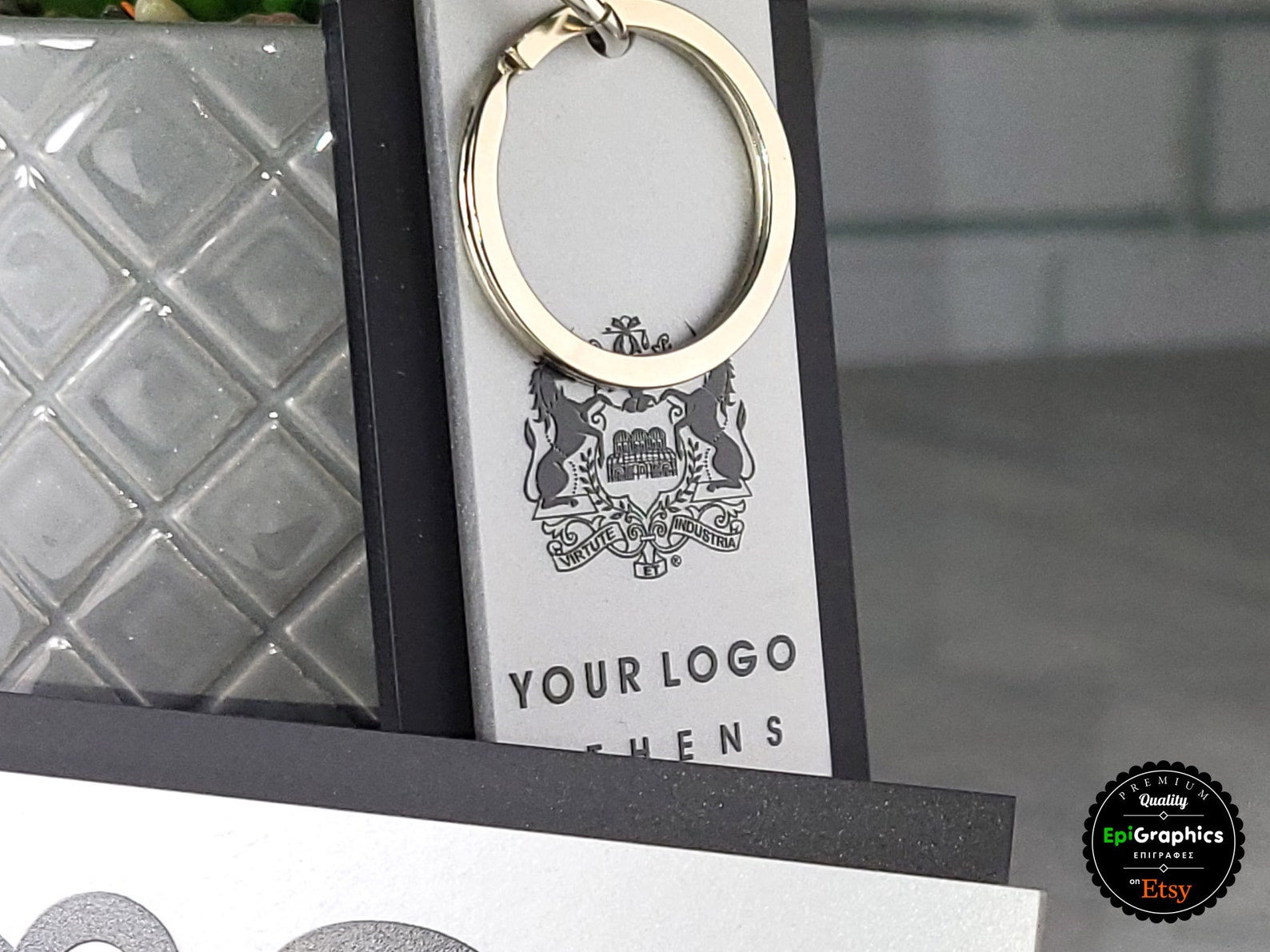 Personalized Modern Keychain for Hotels, Key Tag With Your Logo and ...