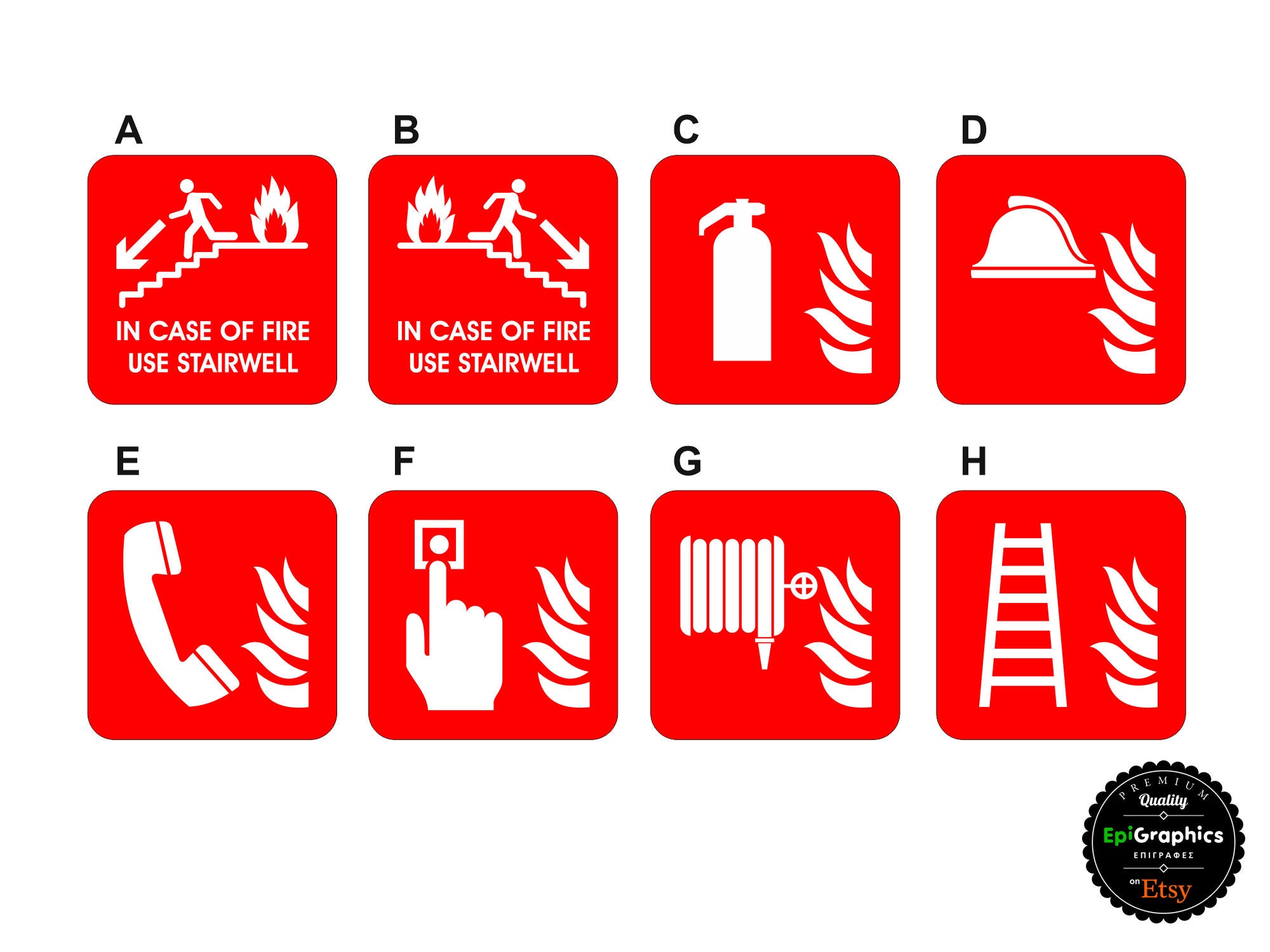 Fire Fighting Safety Sign With Reflective Symbols. - Etsy