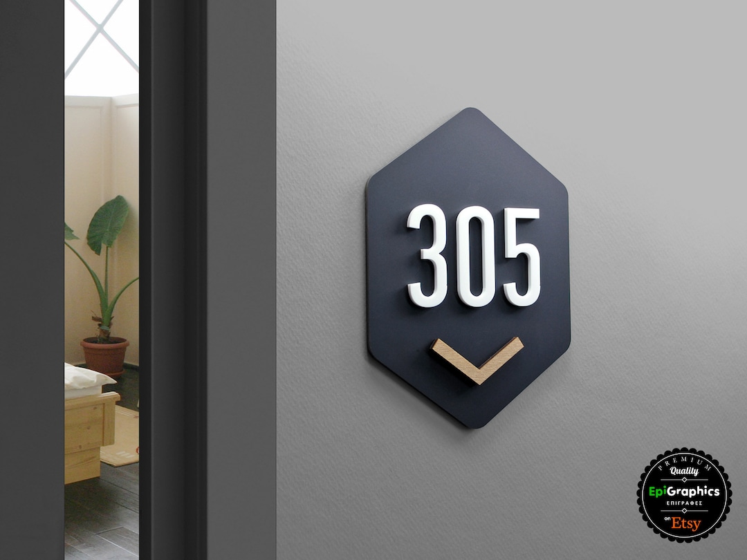 Room Number Sign for Hotel Signage Made of Acrylic, Apartment Door Sign ...