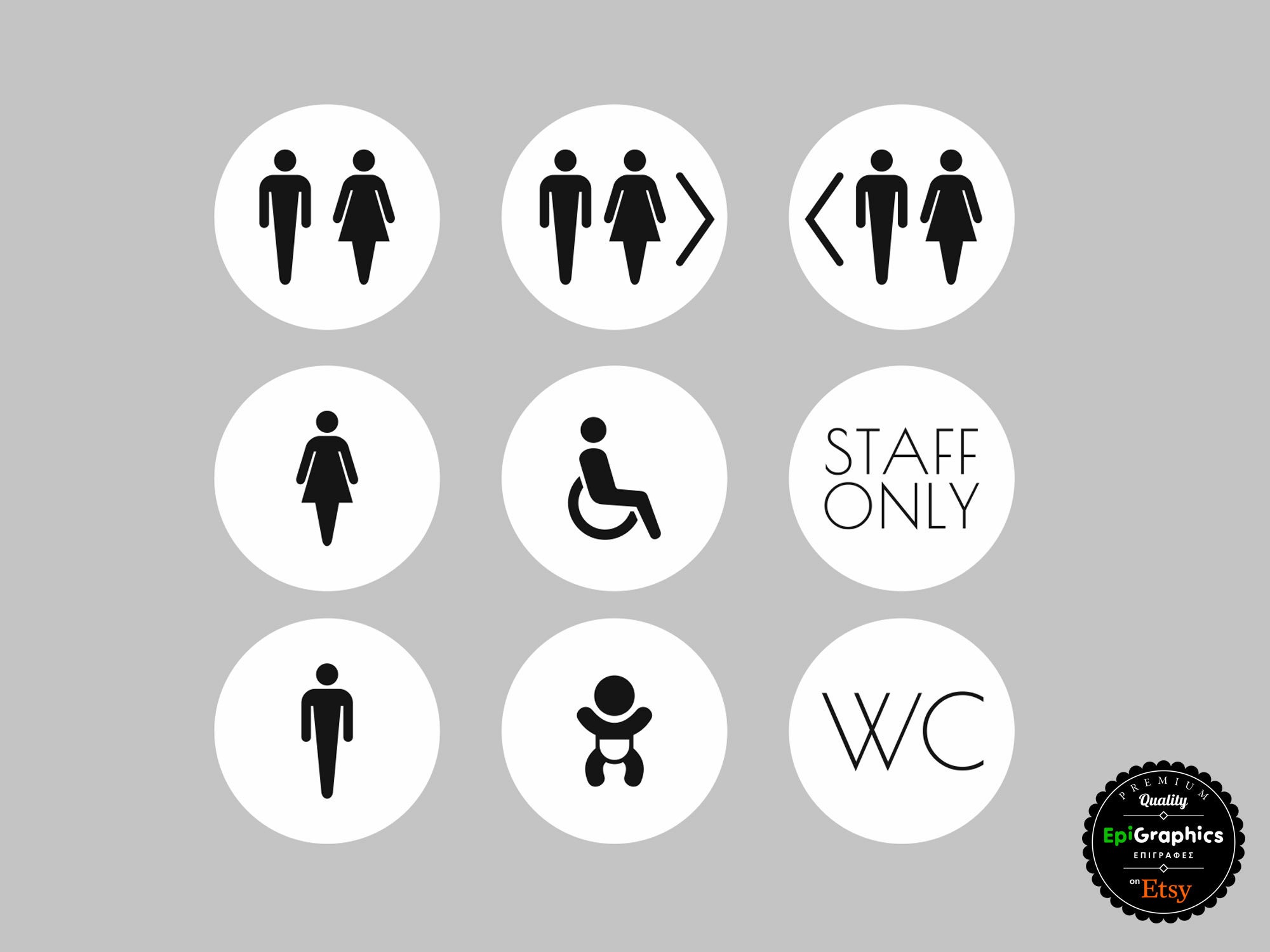 Round Shape Acrylic WC Sign for Hotel Restaurant and Office - Etsy