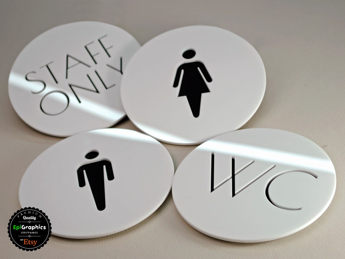 Round Shape Acrylic WC Sign for Hotel Restaurant and Office - Etsy