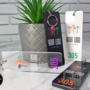 Personalized Acrylic Key Tag for Hotels, Keychain With Your Logo and ...
