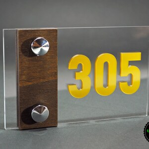 Acrylic & Wooden Sign for Hotel Signage, Room Number Sign, Apartment ...