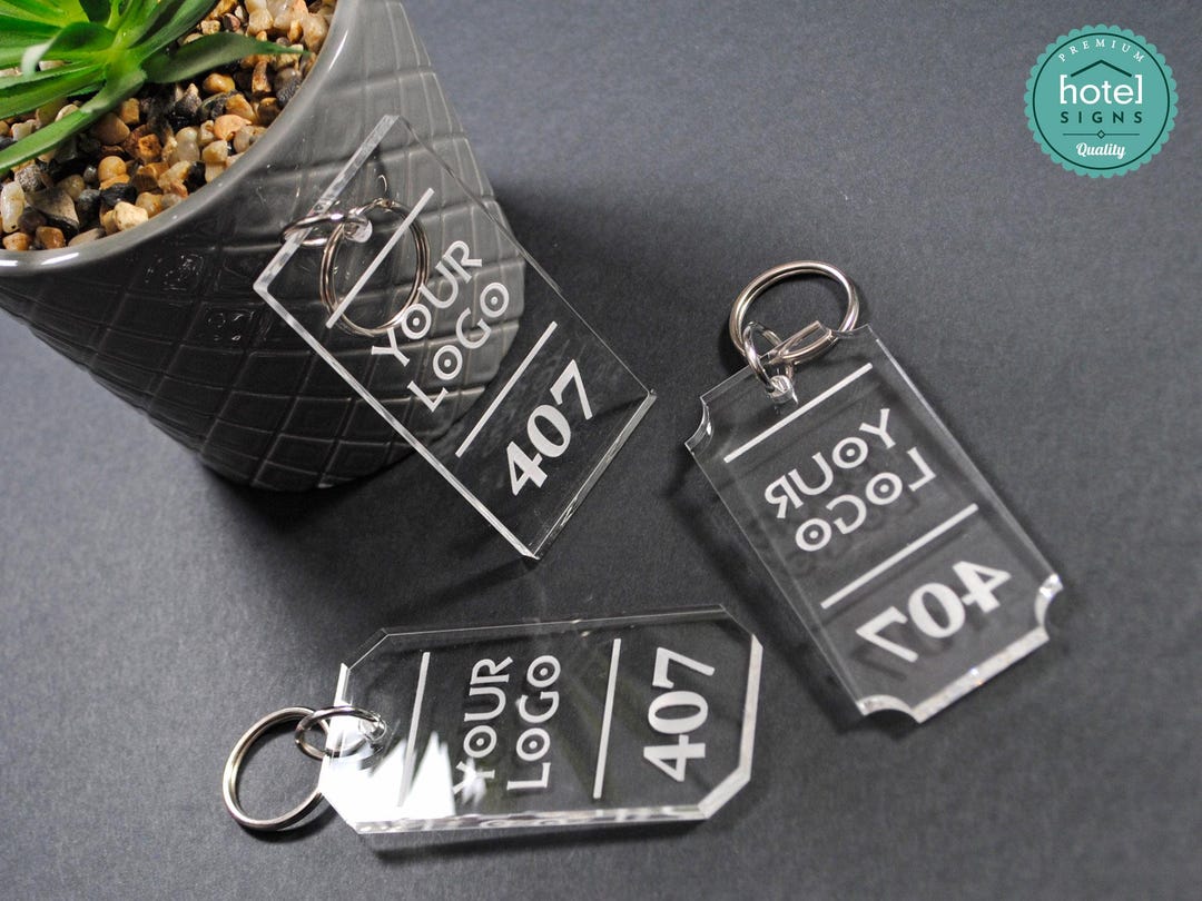Personalized Hotel Key Tag, Keychain With Your Logo and Room Number - Etsy