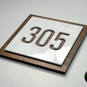 Wood & Acrylic Square Room Number Sign - Hotel Apartment Door Sign - Etsy