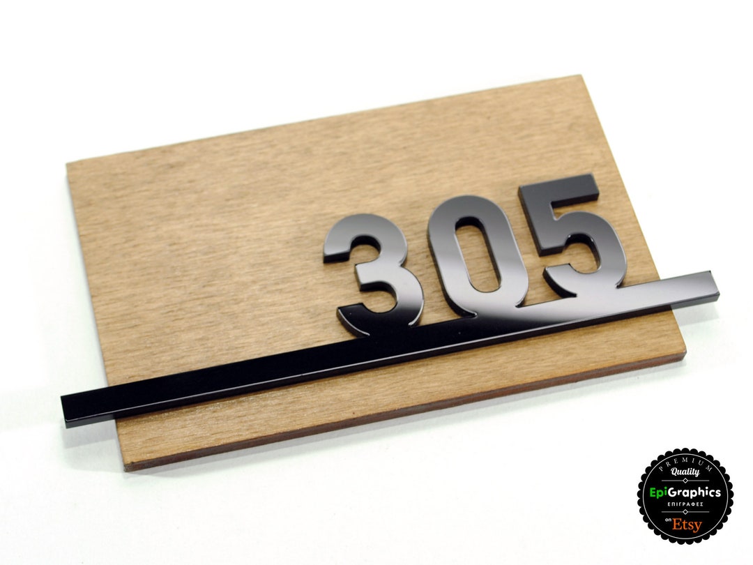 Modern Wooden Room Number Sign: Acrylic Hotel Door Signage - Etsy