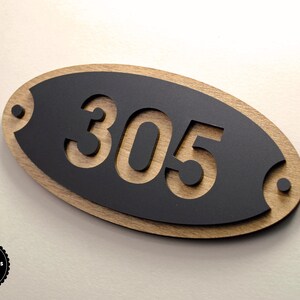 Wood & Acrylic Oval Room Number Sign: Hotel Door Signage - Etsy