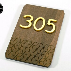 Wooden Sign With Acrylic Numbers for Hotel Signage / Room Number Sign ...