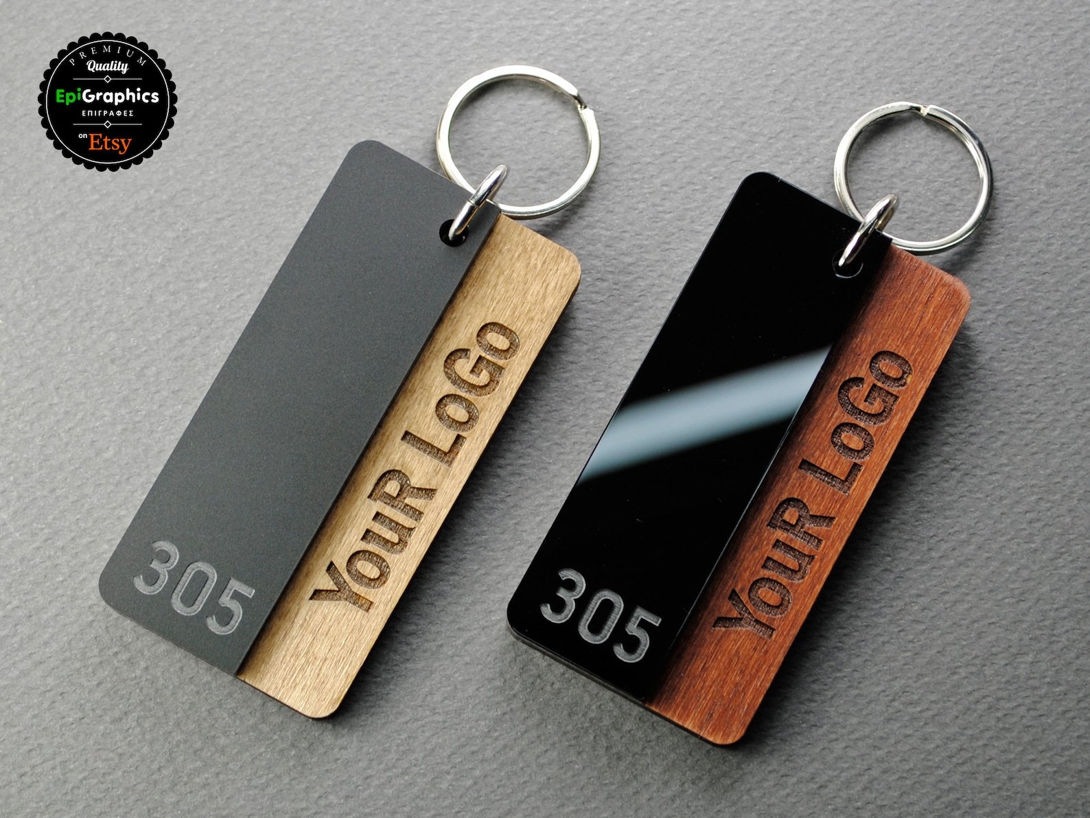 Personalized Modern Keychain for Hotels, Key Tag With Your Logo and ...